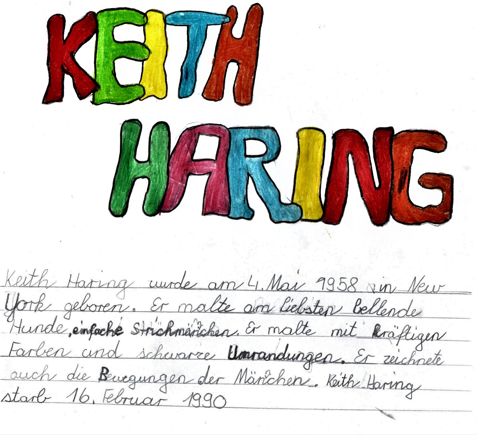 Kunstprojekt zu Keith Haring in der 3b – Grundschule Eisingen-Waldbrunn